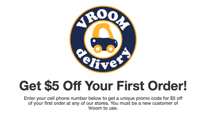 Vroom Delivery Service $5 Free Credit and $5 Referrals