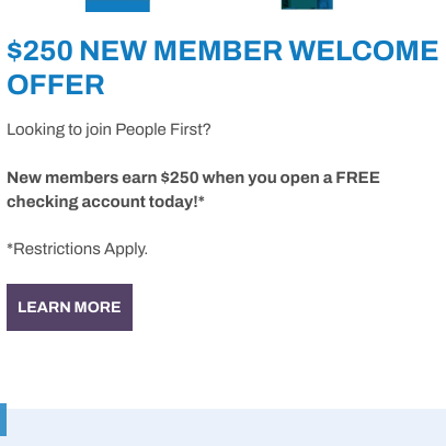 People First Federal Credit Union: $250 New Member Offer