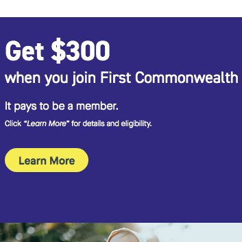 First Commonwealth FCU: $300 Benefit Checking Account Bonus