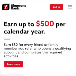 Simmons Bank: $50/$100 Checking Bonus & $50 Referral Rewards